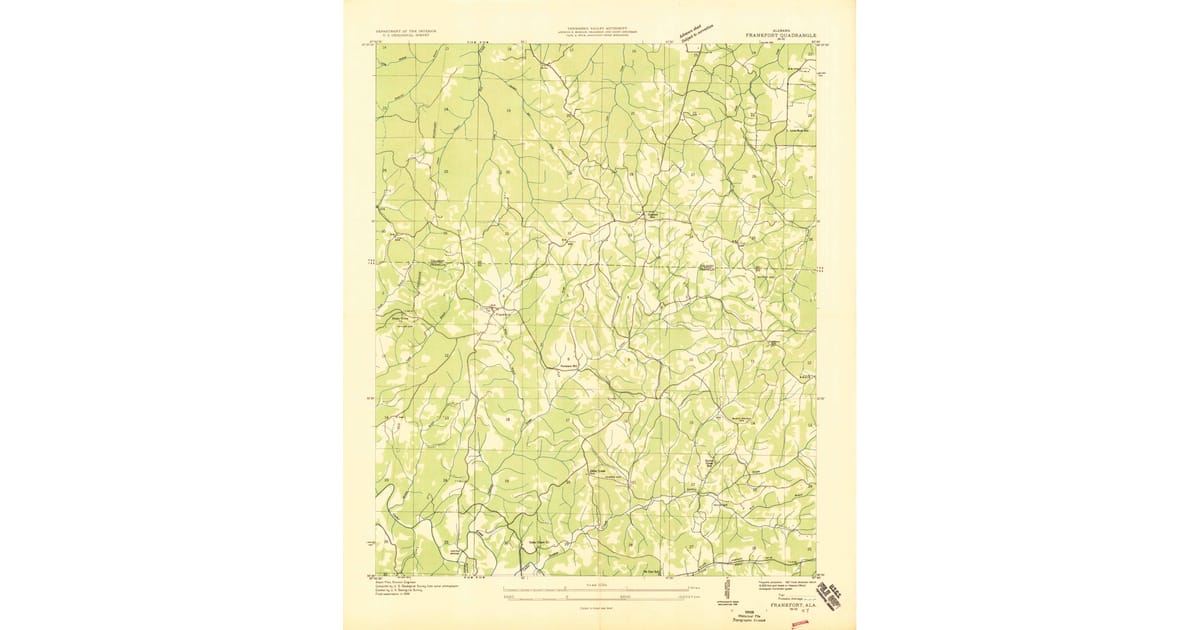 1936 Map of Frankfort, Franklin County, AL — High-Res | Pastmaps