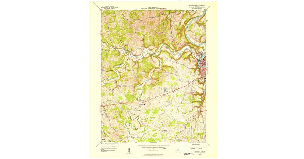 1953 Map of Frankfort West, Franklin County, KY — High-Res | Pastmaps