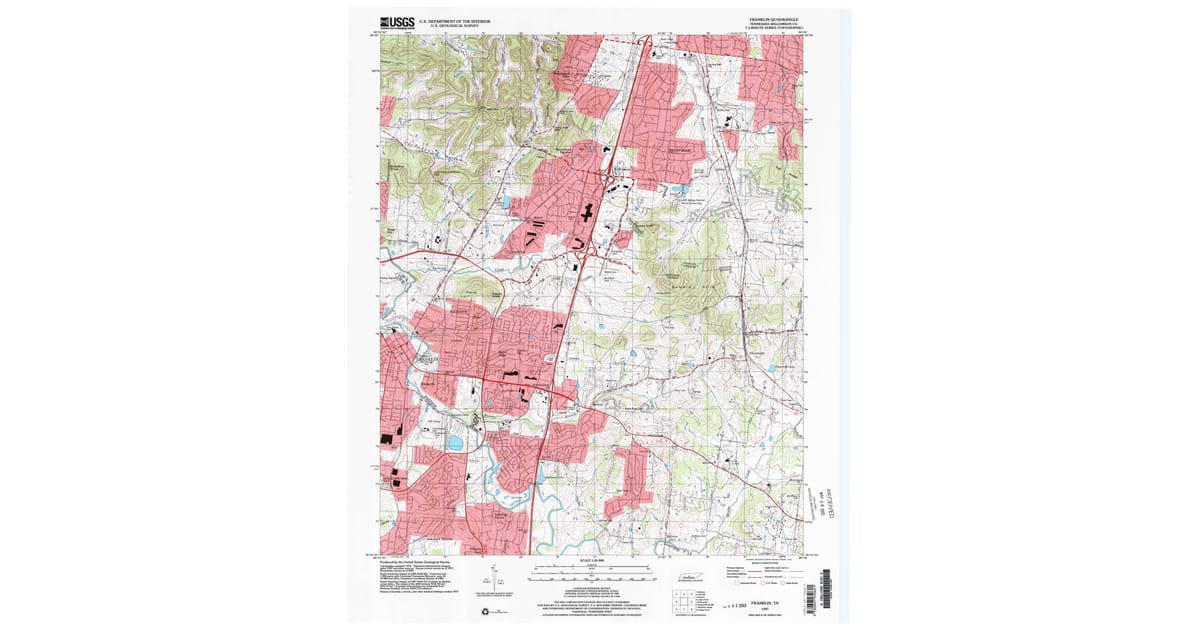 1997 Map of Franklin, TN — High-Res | Pastmaps
