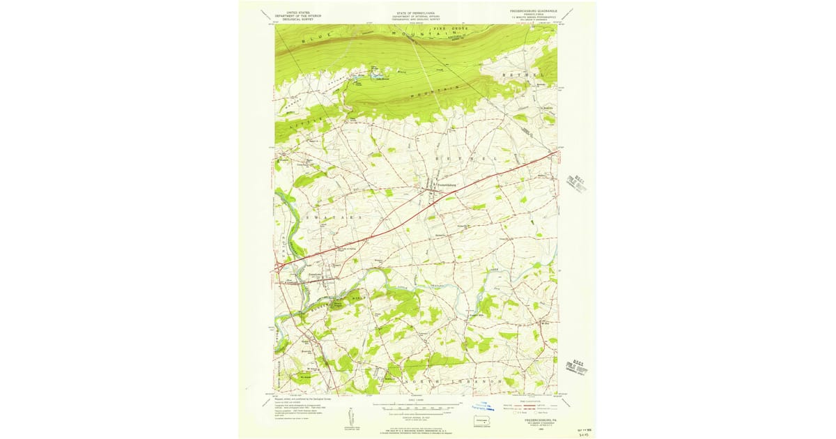 1955 Map of Fredericksburg, PA — High-Res | Pastmaps