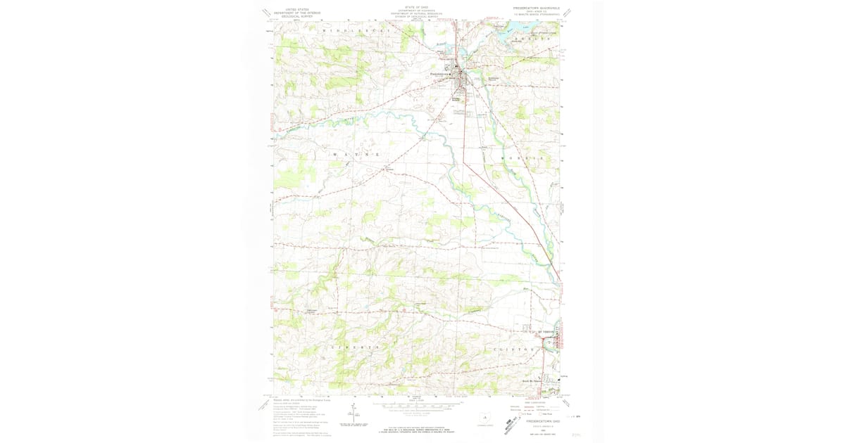 1961 Map of Fredericktown, OH — High-Res, 1974 Print | Pastmaps