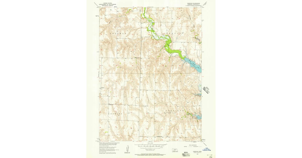 1956 Map of Freedom, Frontier County, NE — High-Res | Pastmaps