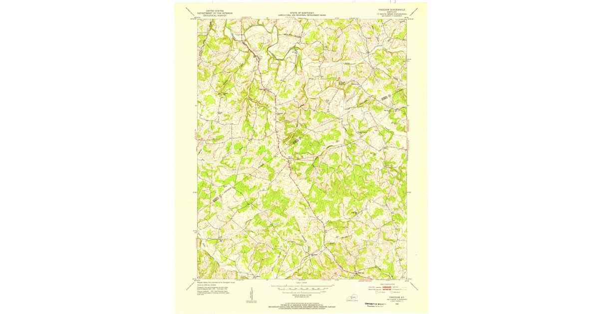 1953 Map of Freedom, Monroe County, KY — High-Res | Pastmaps