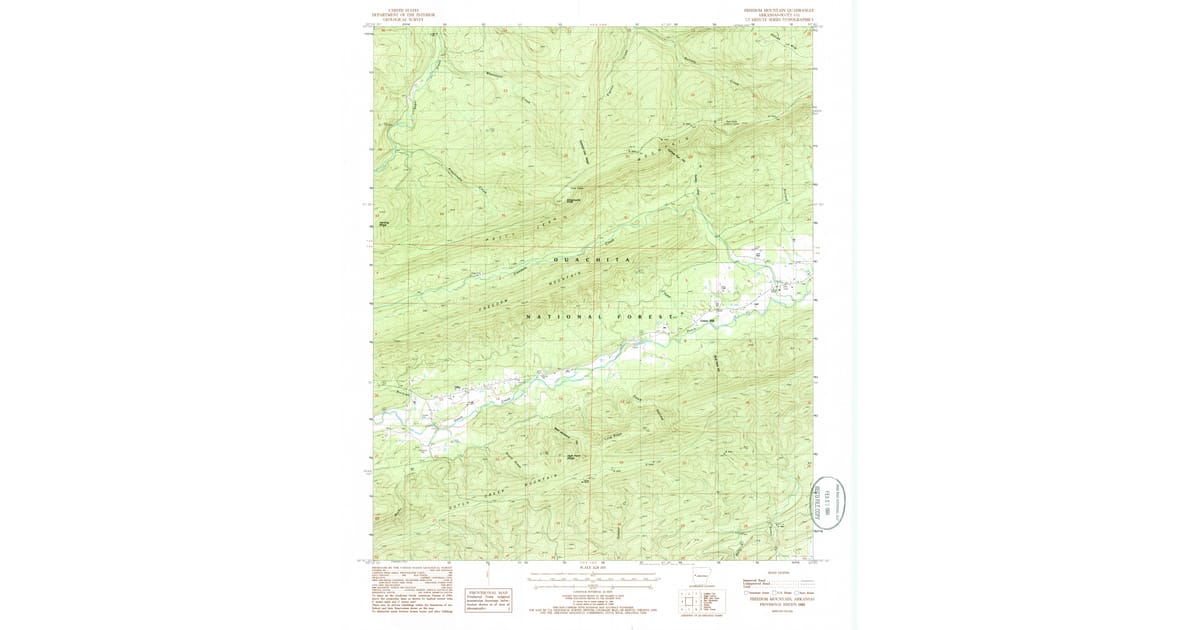 1985 Map of Freedom Mountain, Scott County, AR — High-Res | Pastmaps