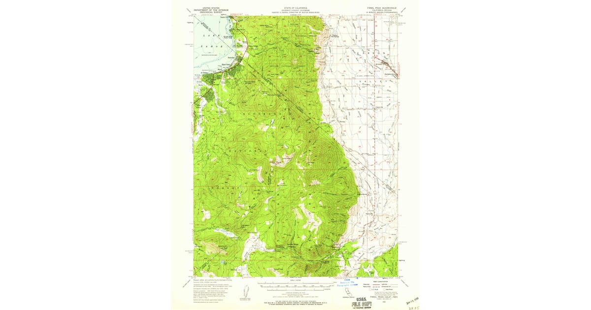 1956 Map of Freel Peak, Alpine County, CA — High-Res | Pastmaps