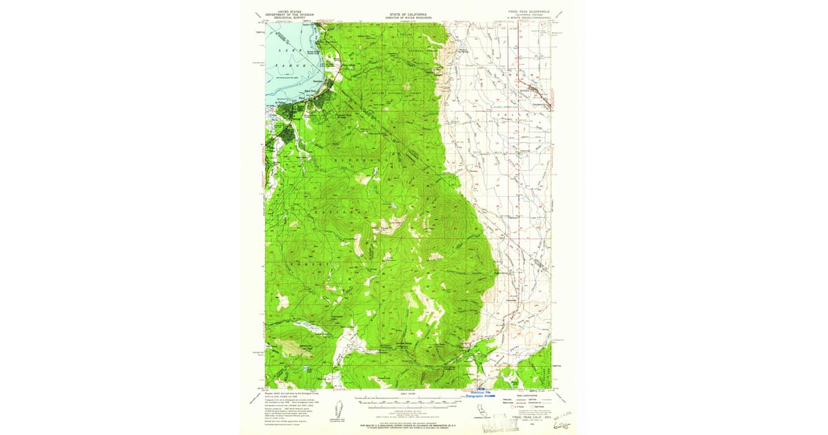 1956 Map of Freel Peak, Alpine County, CA — High-Res, 1961 Print | Pastmaps