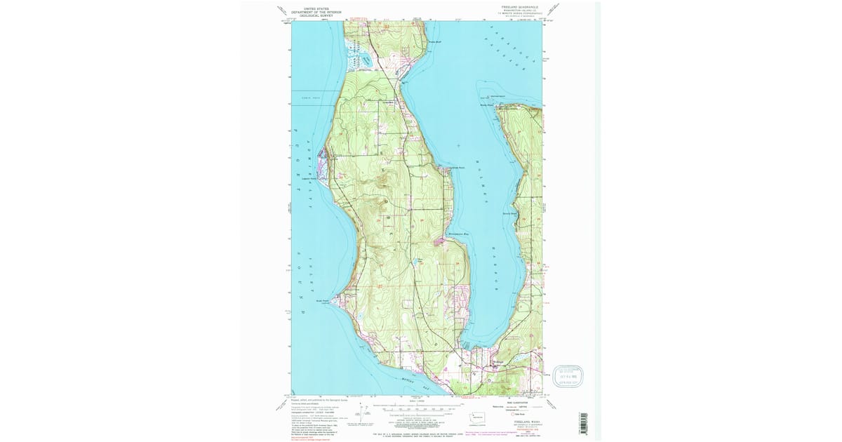 1953 Map of Freeland, WA — High-Res, 1990 Print #2 | Pastmaps