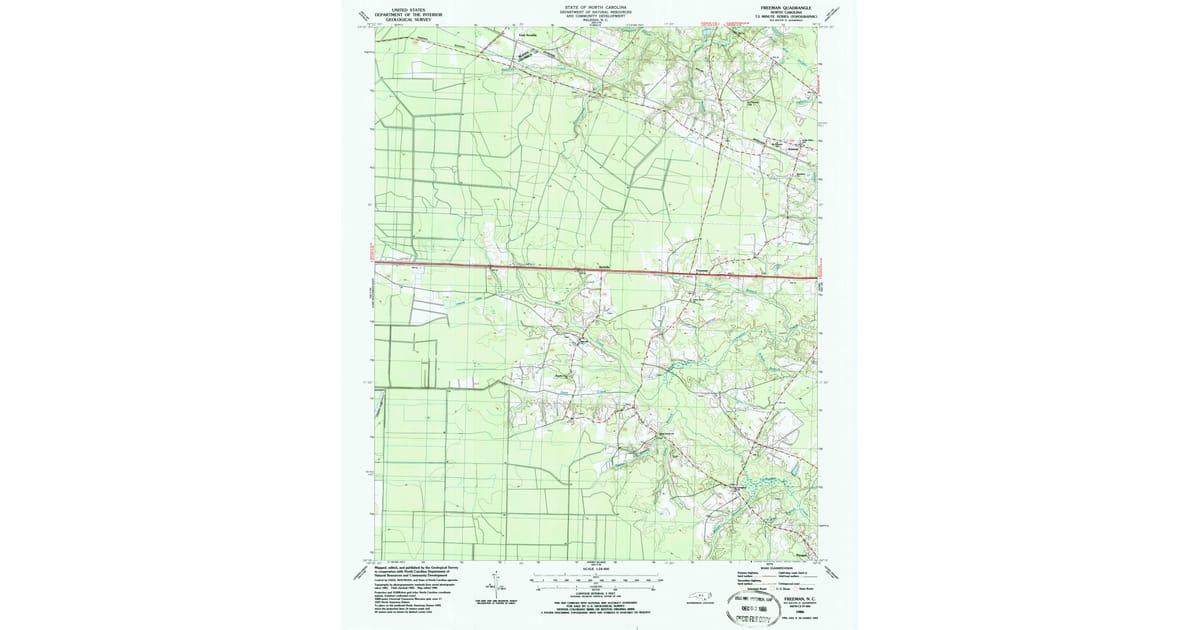 1986 Map of Freeman, Columbus County, NC — High-Res | Pastmaps
