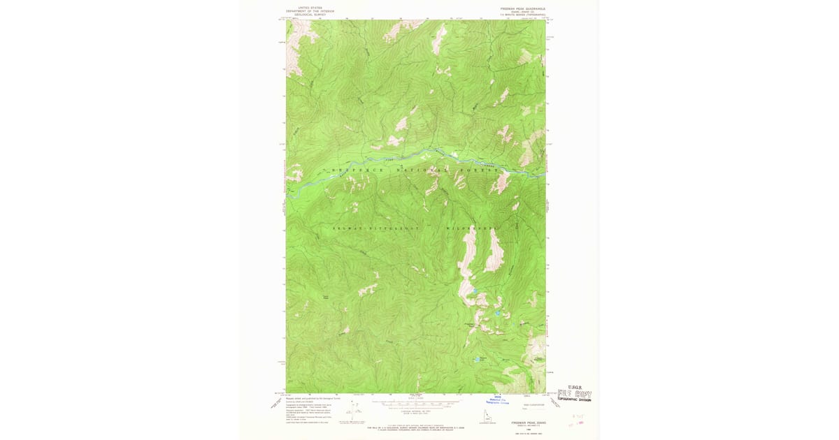 1966 Map of Freeman Peak, Idaho County, ID — High-Res | Pastmaps