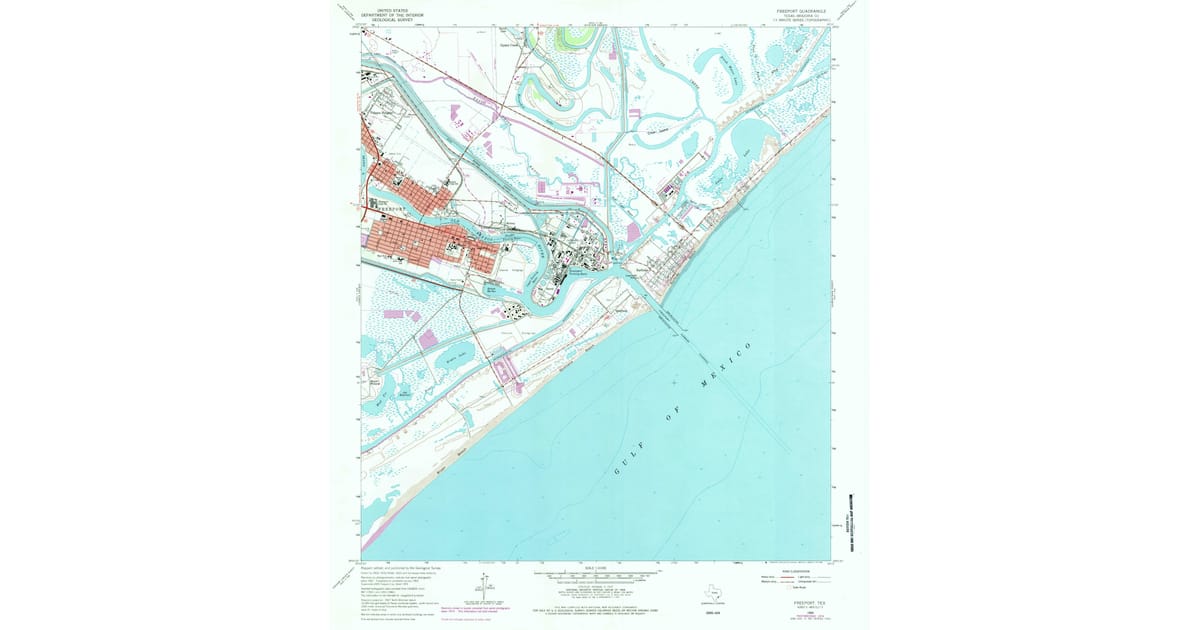 1964 Map of Freeport, TX — High-Res, 1984 Print #2 | Pastmaps