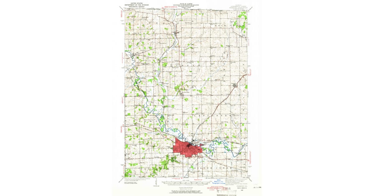 1939 Map of Freeport, IL — High-Res, 1966 Print | Pastmaps