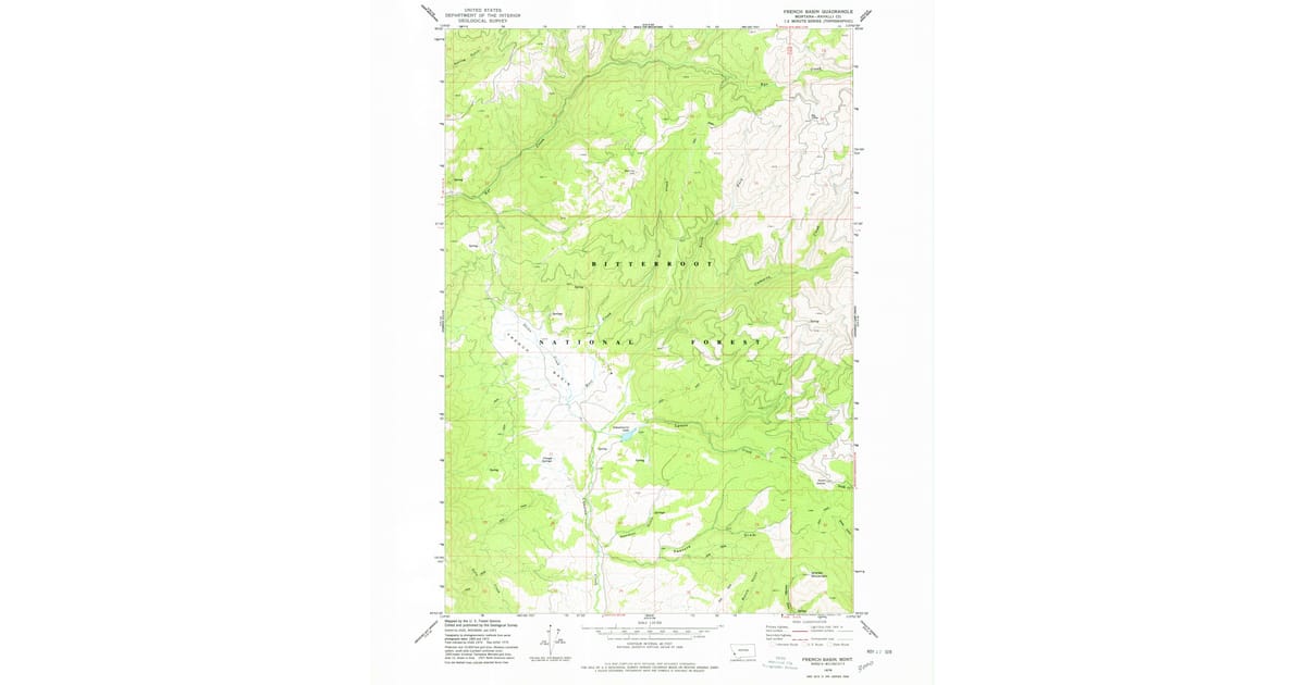 1978 Map of French Basin, Ravalli County, MT — High-Res | Pastmaps