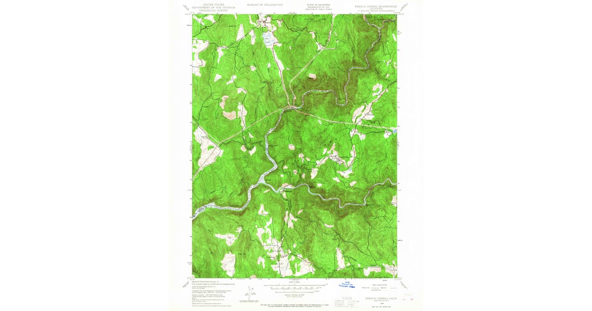 1948 Map of French Corral, Yuba County, CA — High-Res, 1967 Print ...