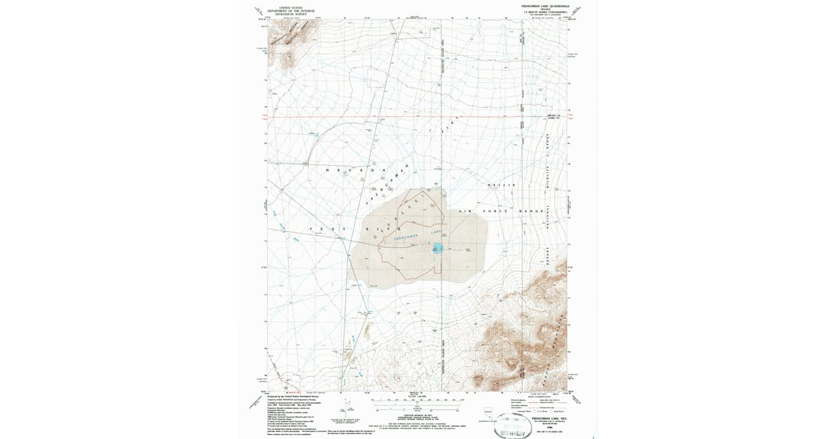 1986 Map of Frenchman Lake, Nye County, NV — High-Res | Pastmaps