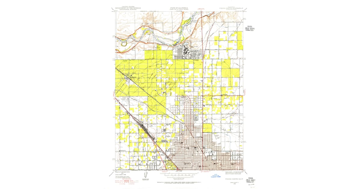 1946 Map of Fresno North, Fresno County, CA — High-Res | Pastmaps