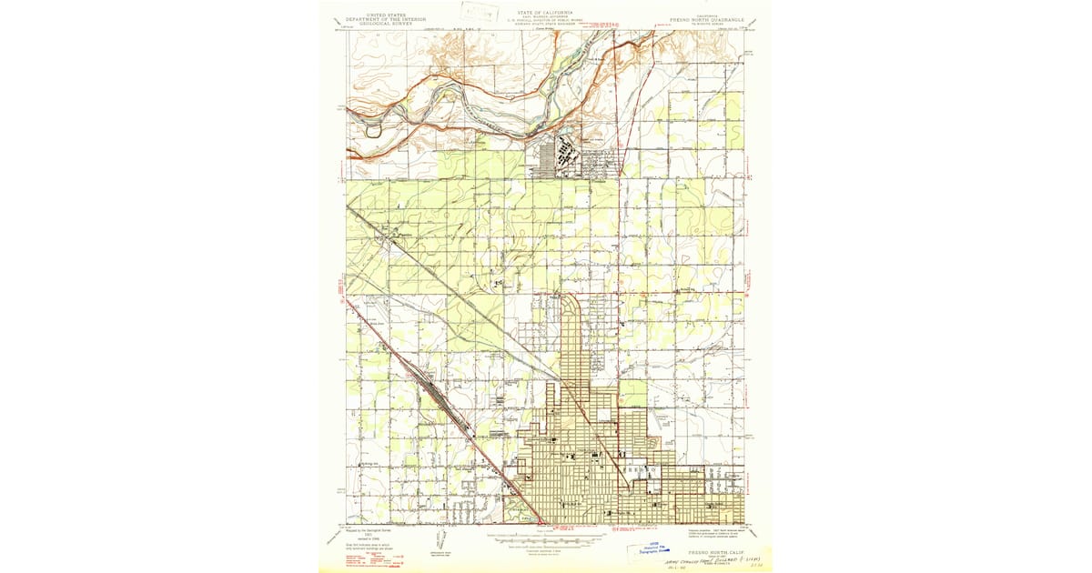 1947 Map of Fresno North, Fresno County, CA — High-Res | Pastmaps