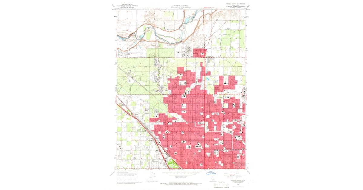 1965 Map of Fresno North, Fresno County, CA — High-Res | Pastmaps