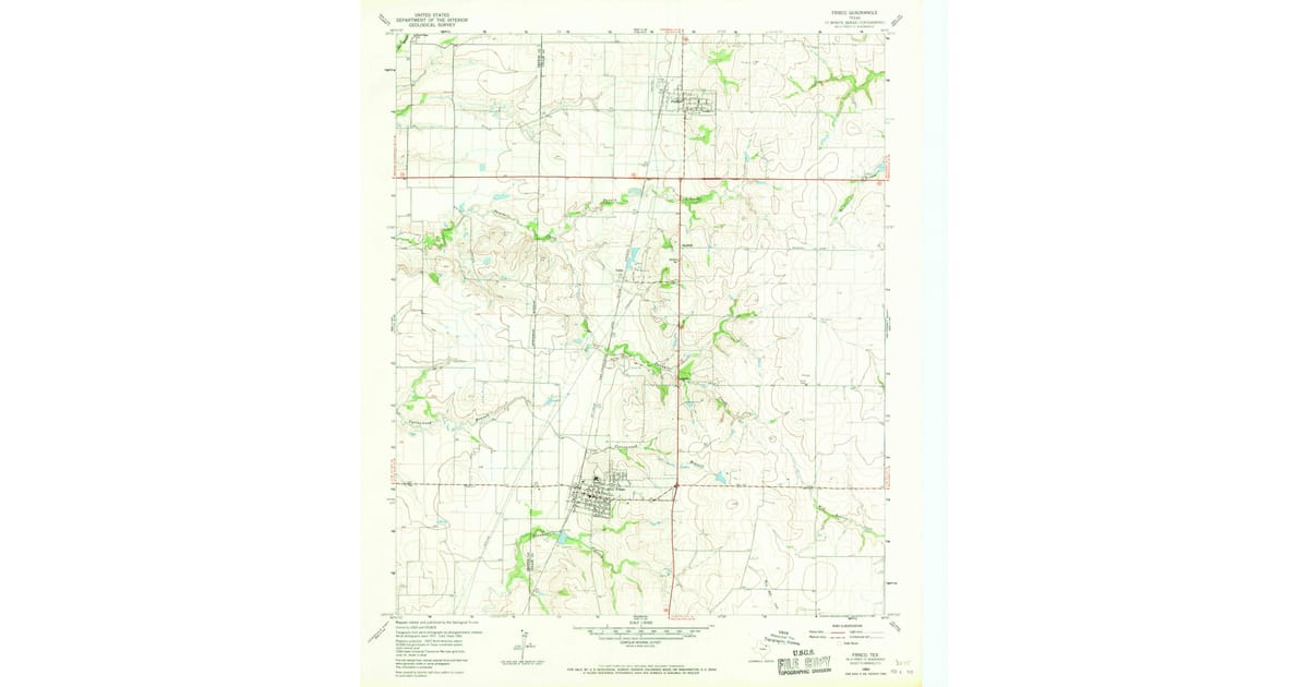 1960 Map of Frisco, TX — High-Res, 1968 Print | Pastmaps