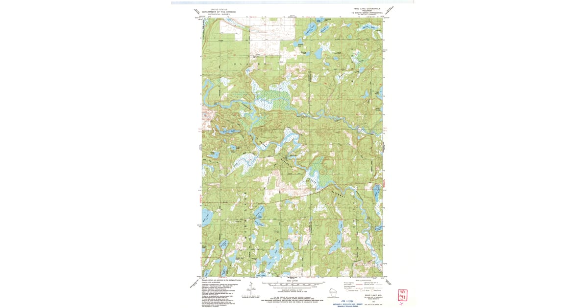 1983 Map of Frog Lake, Burnett County, WI — High-Res | Pastmaps