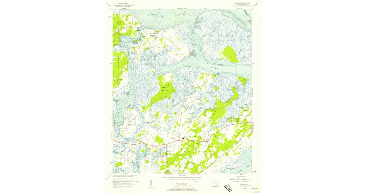 1956 Map of Frogmore, Beaufort County, SC — High-Res | Pastmaps