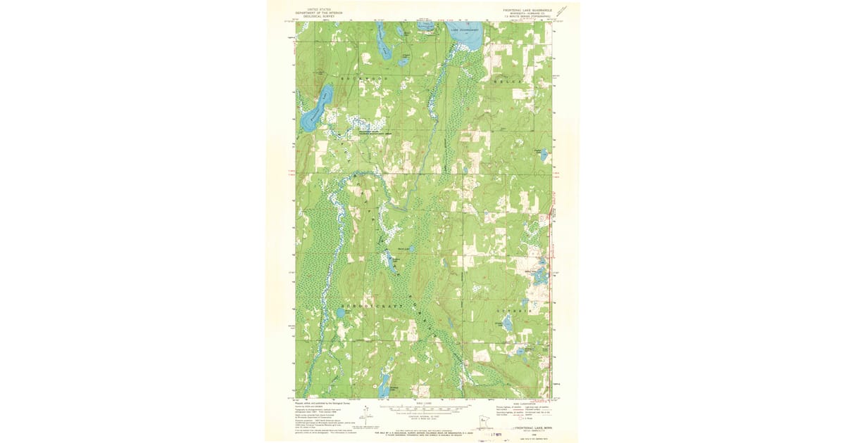 1968 Map of Frontenac Lake, Hubbard County, MN — High-Res, 1971 Print ...
