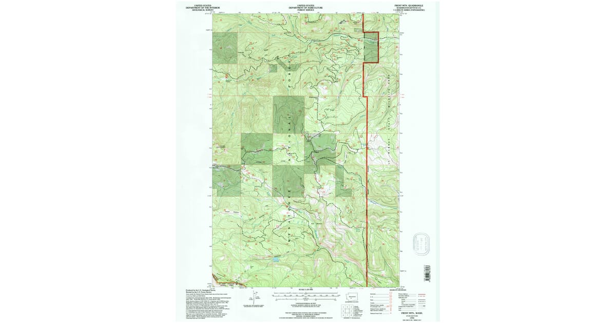 1992 Map of Frost Mtn, Kittitas County, WA — High-Res | Pastmaps