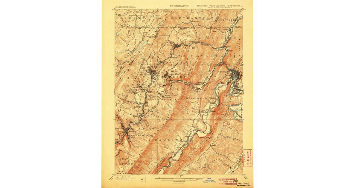 1901 Map of Frostburg, MD — High-Res, 1906 Print | Pastmaps