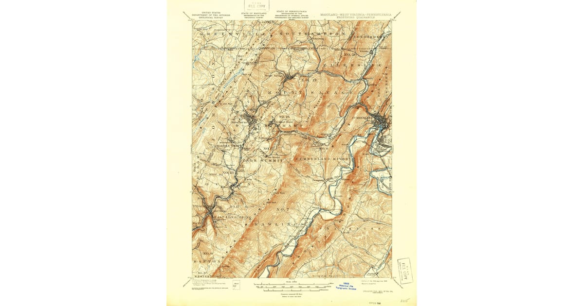 1908 Map of Frostburg, MD — High-Res, 1946 Print | Pastmaps