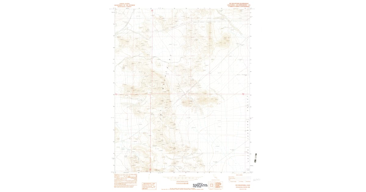 1982 Map of Fry Mountains, San Bernardino County, CA — High-Res | Pastmaps