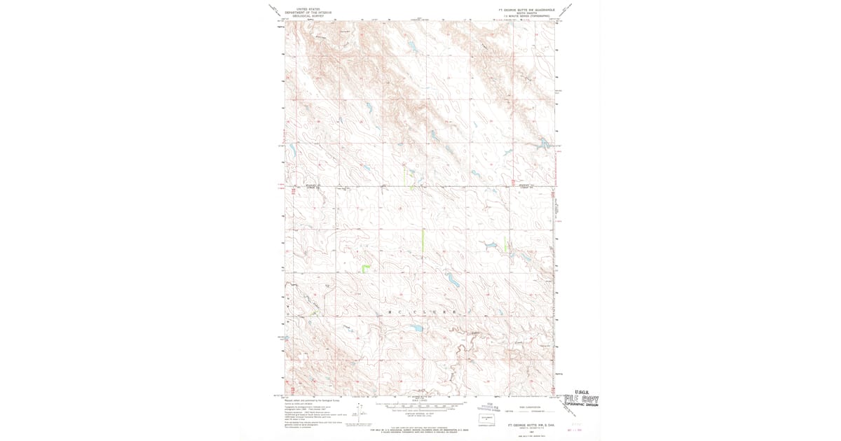 1967 Map of Ft. George Butte NW, Lyman County, SD — High-Res | Pastmaps