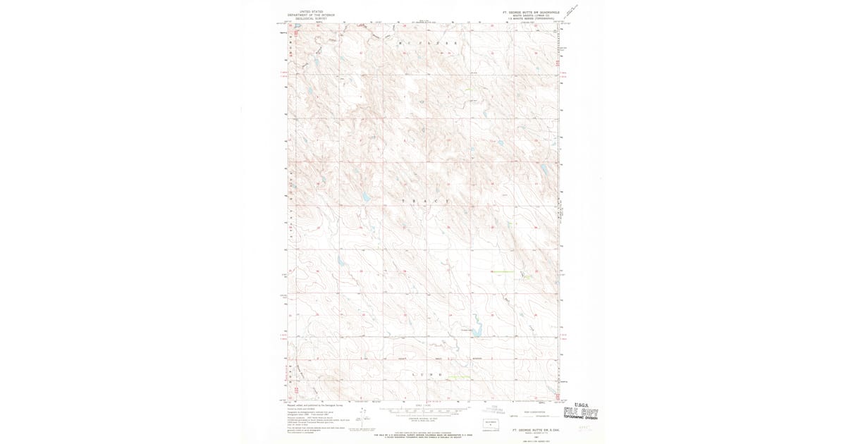 1967 Map of Ft. George Butte SW, Lyman County, SD — High-Res | Pastmaps