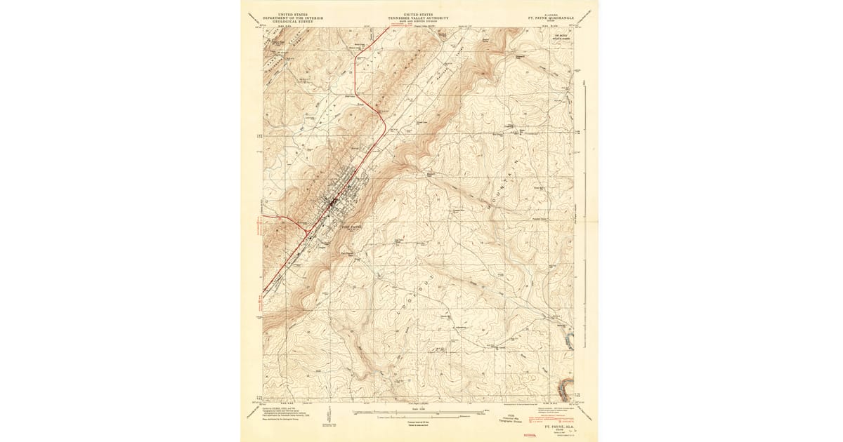 1947 Map of Ft Payne, DeKalb County, AL — High-Res, 1947 Print #2 ...