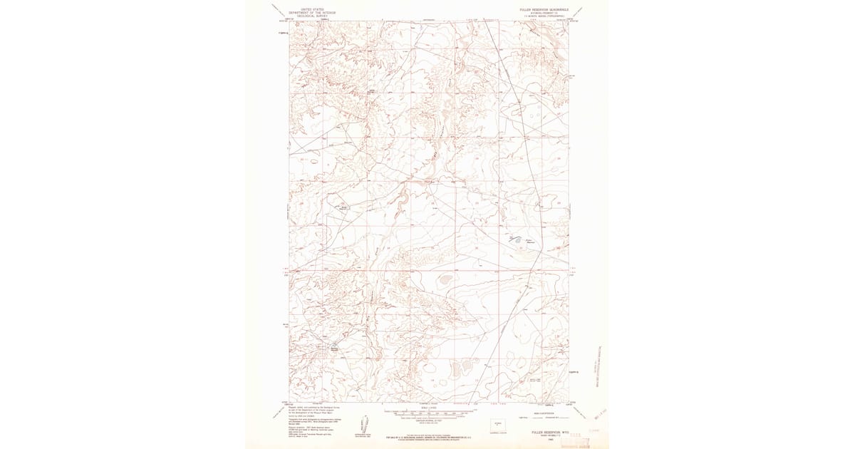 1960 Map of Fuller Reservoir, Fremont County, WY — High-Res | Pastmaps