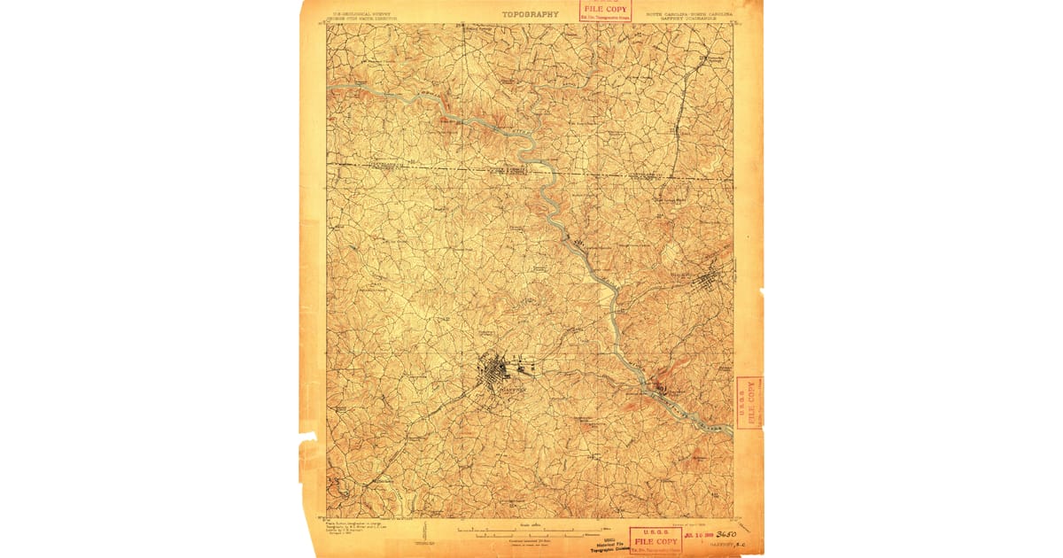 Old Maps of Gaffney, SC for Hiking & Exploration | Pastmaps