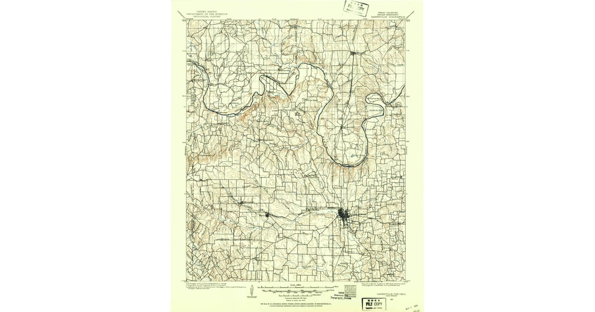 1902 Map of Gainesville, TX — High-Res, 1954 Print | Pastmaps