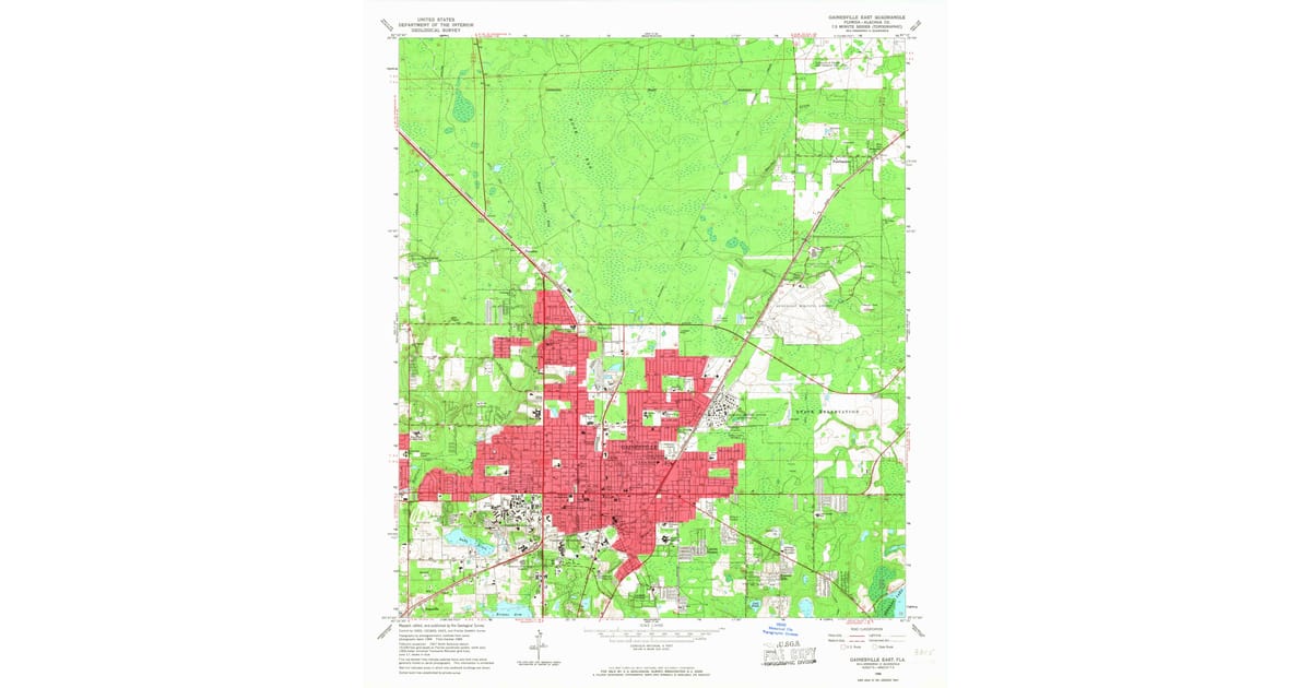 1966 Map of Gainesville East, Alachua County, FL — High-Res | Pastmaps