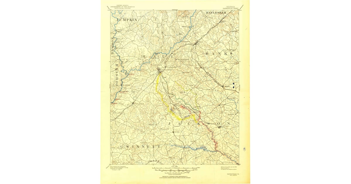 1891 Map of Gainesville, GA — High-Res, 1950 Print | Pastmaps