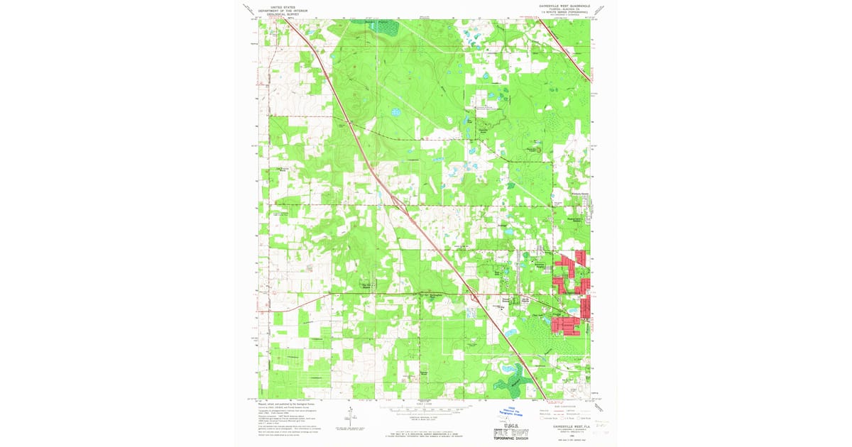 1966 Map of Gainesville West, Alachua County, FL — High-Res | Pastmaps