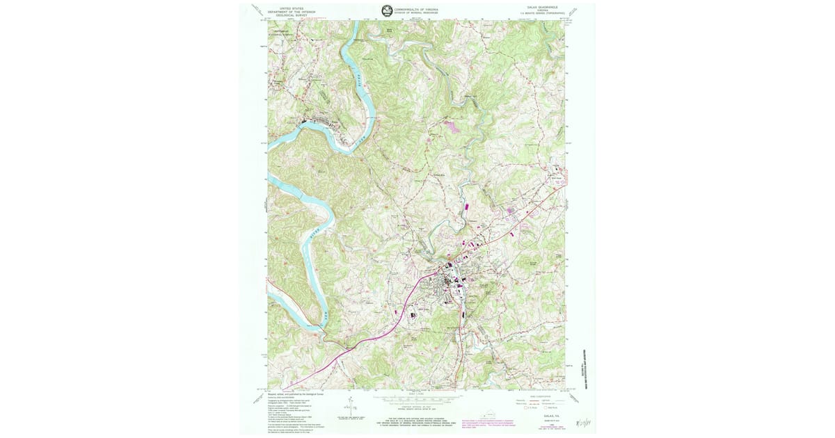 1965 Map of Galax, Carroll County, VA — High-Res, 1984 Print | Pastmaps