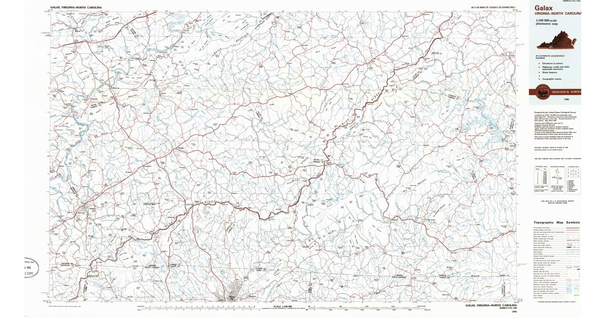 1986 Map of Galax, Patrick County, VA — High-Res | Pastmaps