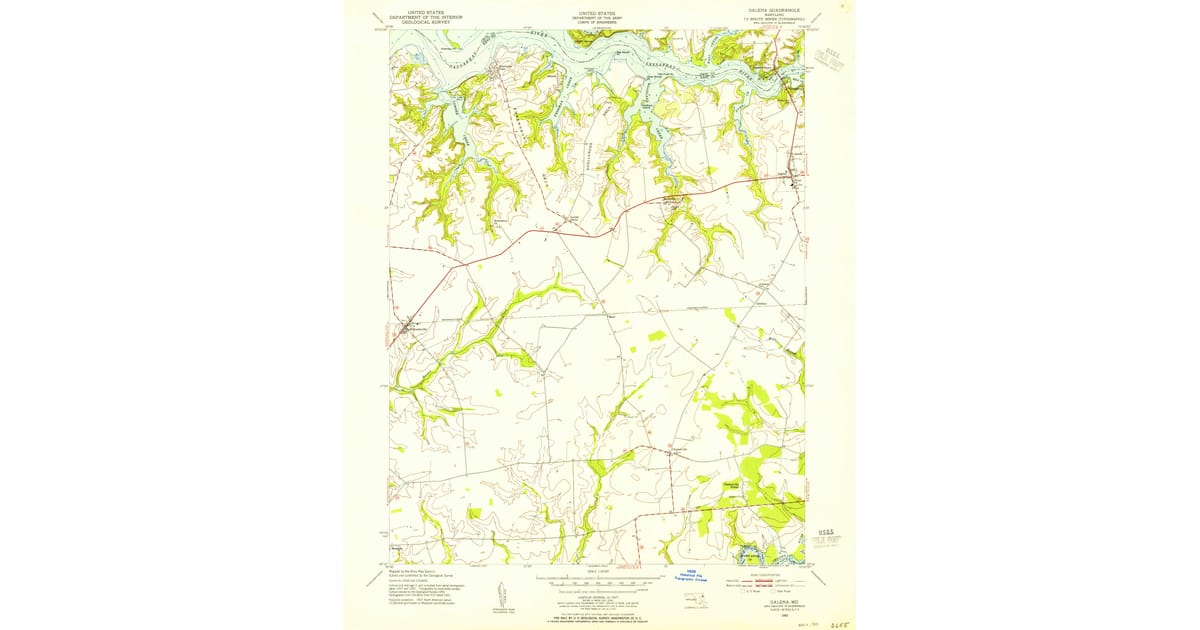1953 Map of Galena, MD — High-Res, 1955 Print #2 | Pastmaps
