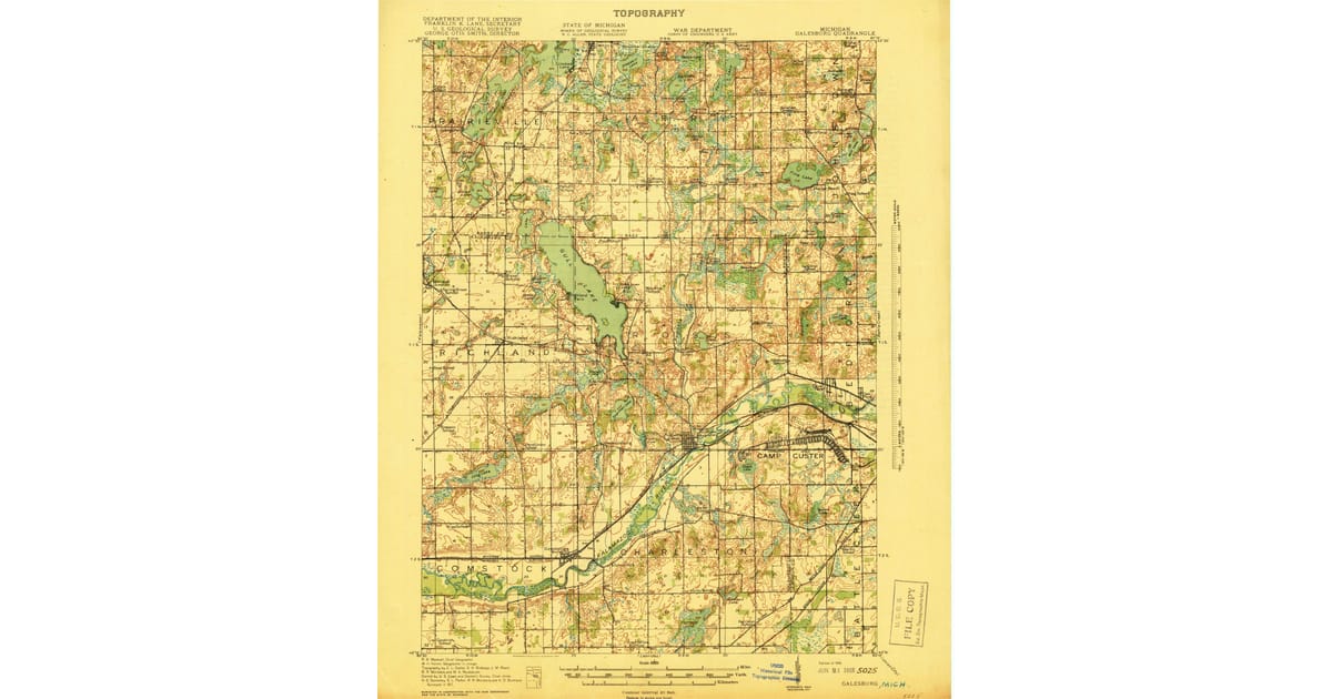 1918 Map of Galesburg, MI — High-Res, 1918 Print #2 | Pastmaps