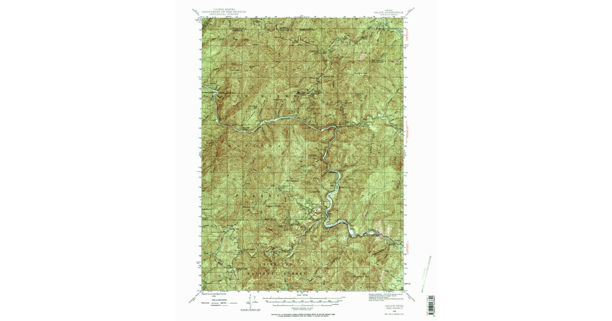 1946 Map of Galice, Josephine County, OR — High-Res, 1968 Print #2 ...