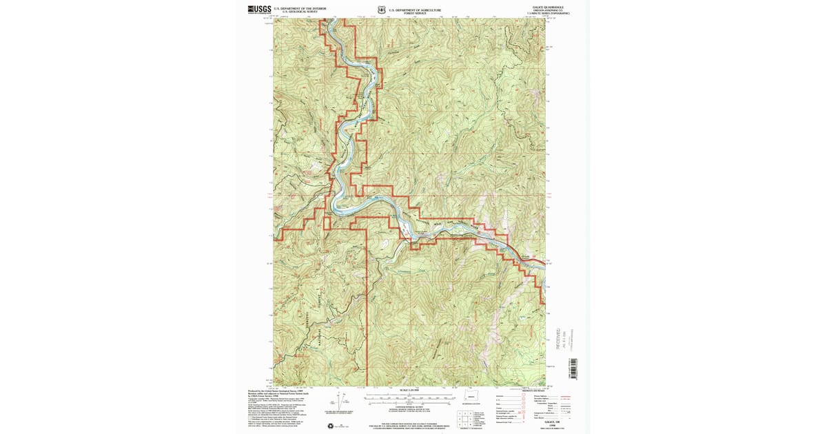 1998 Map of Galice, Josephine County, OR — High-Res | Pastmaps