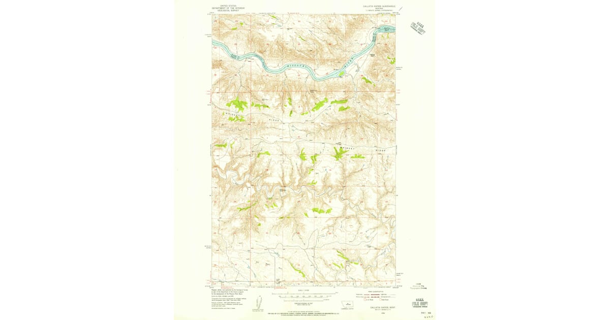 1954 Map of Gallatin Rapids, Fergus County, MT — High-Res | Pastmaps