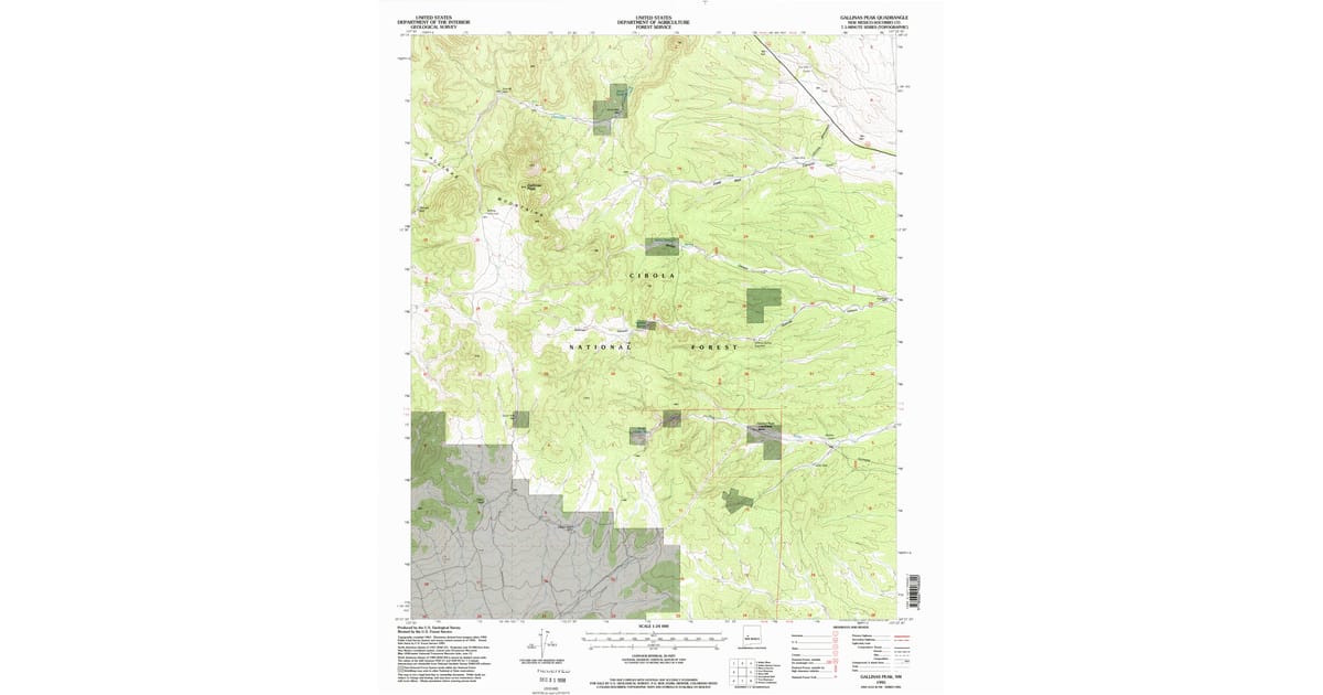 1995 Map of Gallinas Peak, Socorro County, NM — High-Res | Pastmaps