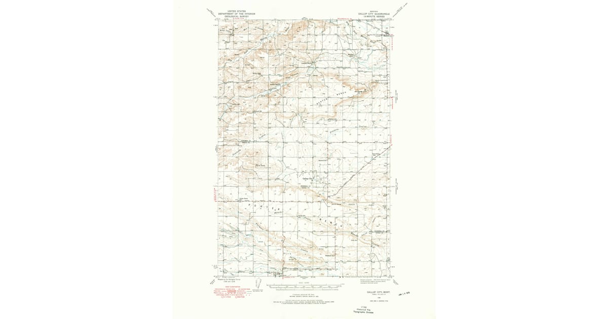 1938 Map of Gallup City, Pondera County, MT — High-Res, 1976 Print ...