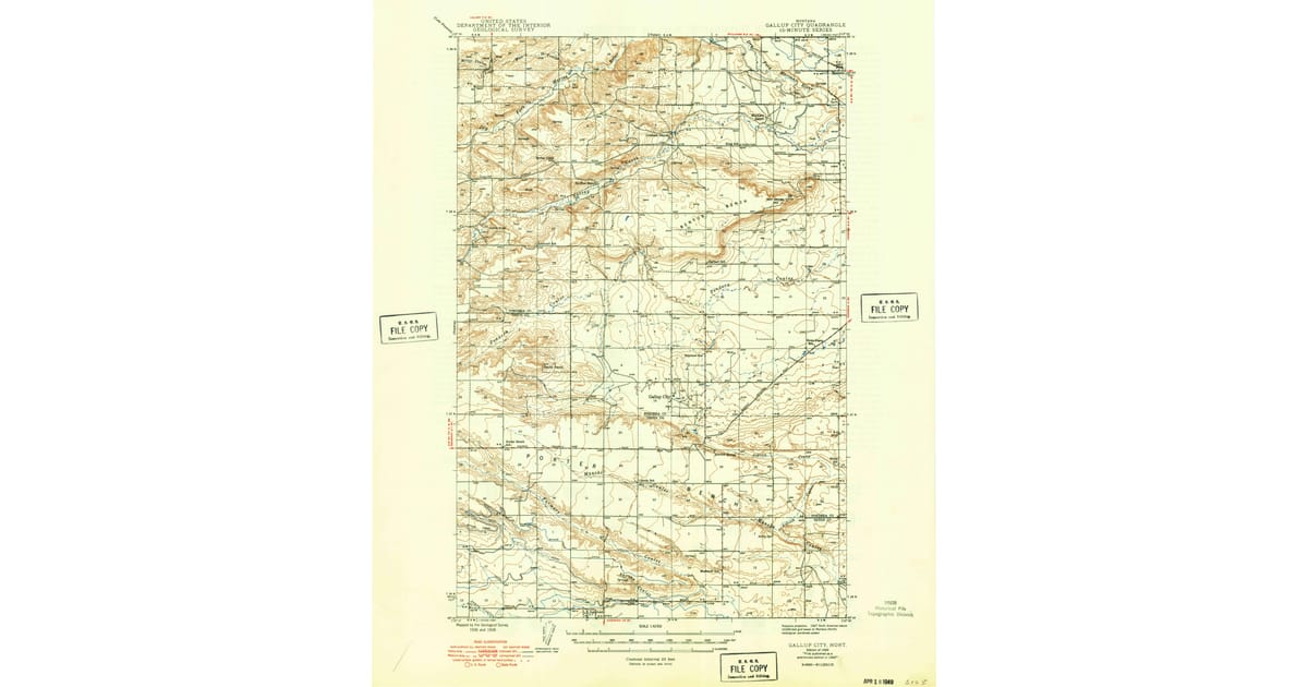 1942 Map of Gallup City, Pondera County, MT — High-Res | Pastmaps