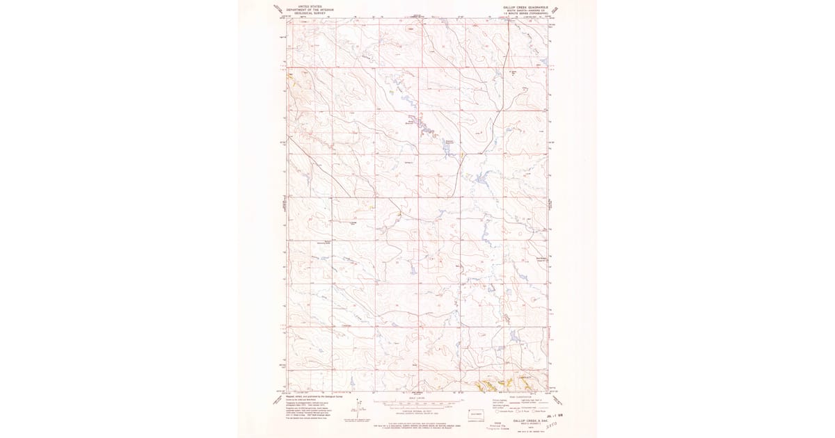 1973 Map of Gallup Creek, Harding County, SD — High-Res | Pastmaps