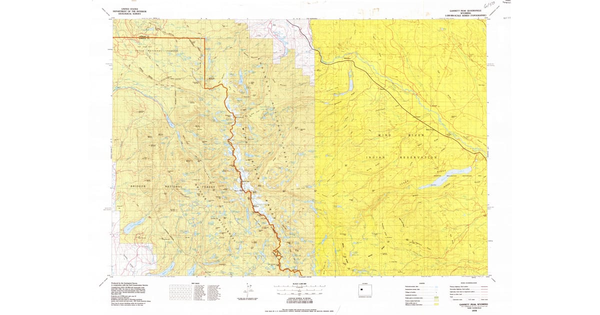 1978 Map of Gannett Peak, Fremont County, WY — High-Res | Pastmaps